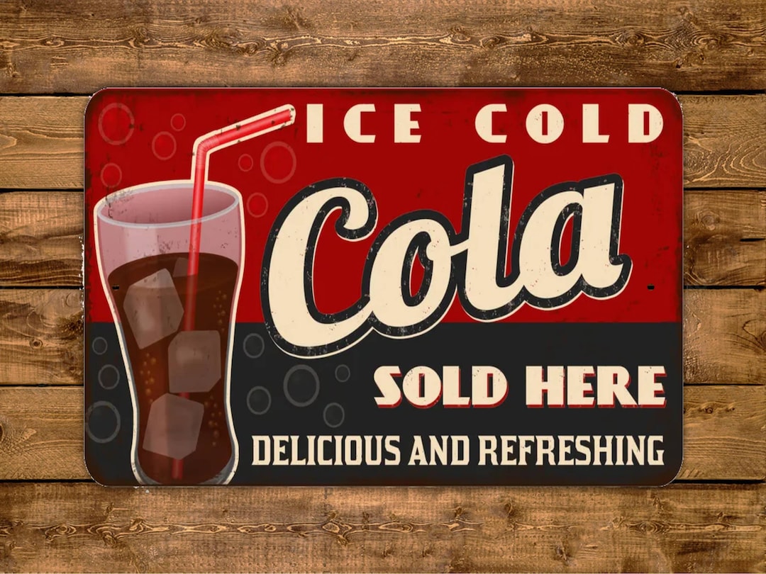 Ice Cold Cola Sign Sold Here Vintage Retro Rustic Patio Home - Etsy