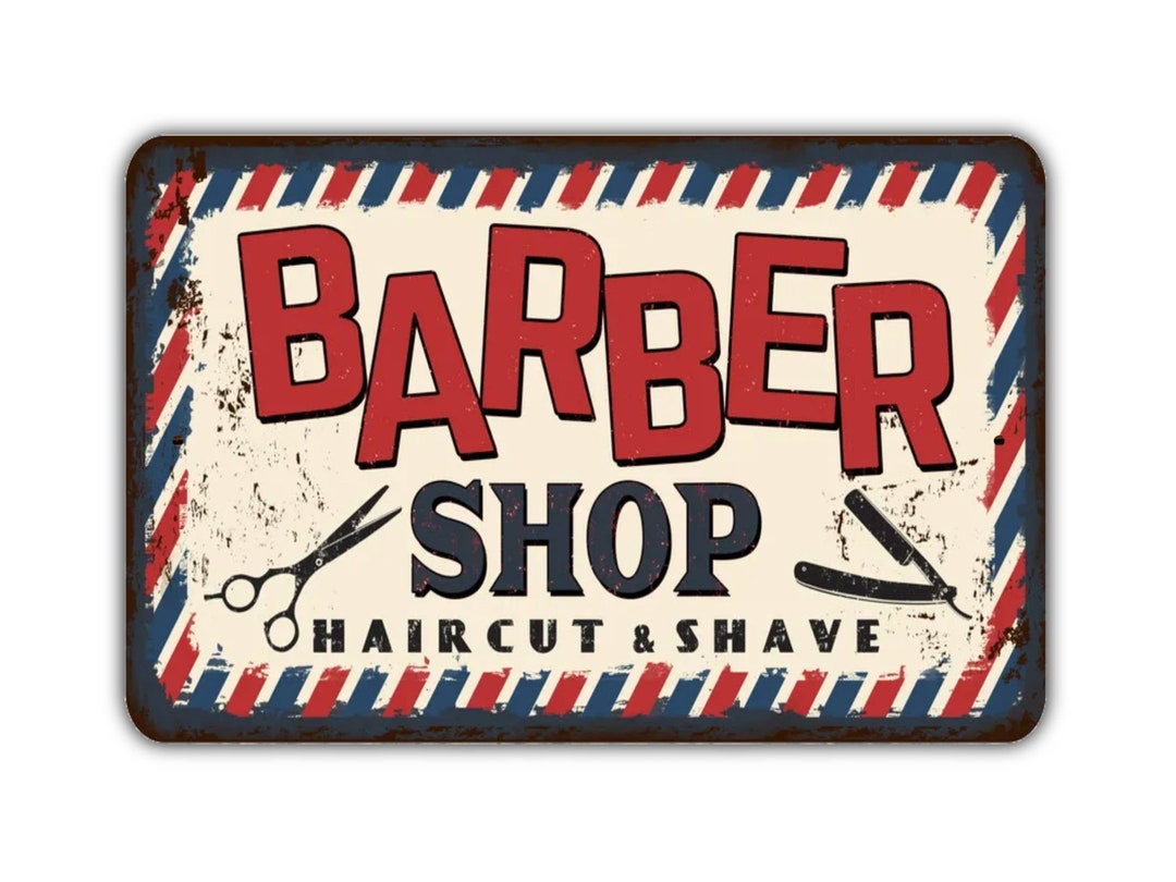 Barber Shop Sign Vintage Retro Rustic Patio Home Décor Gift Metal Print ...