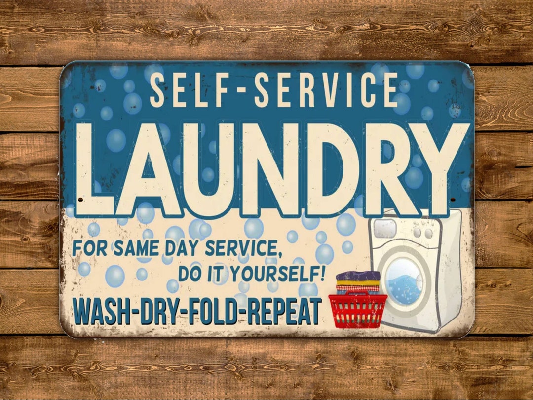 Self-service Laundry Sign Wash Dry Fold Vintage Retro Rustic - Etsy