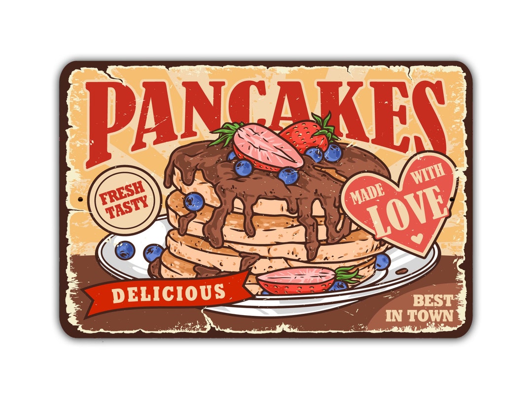 Pancakes Sign Vintage Retro Rustic Patio Home Décor Gift Metal Print ...