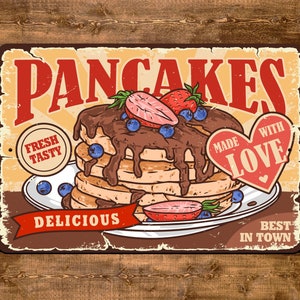 Pancakes Sign Vintage Retro Rustic Patio Home Décor Gift Metal Print ...