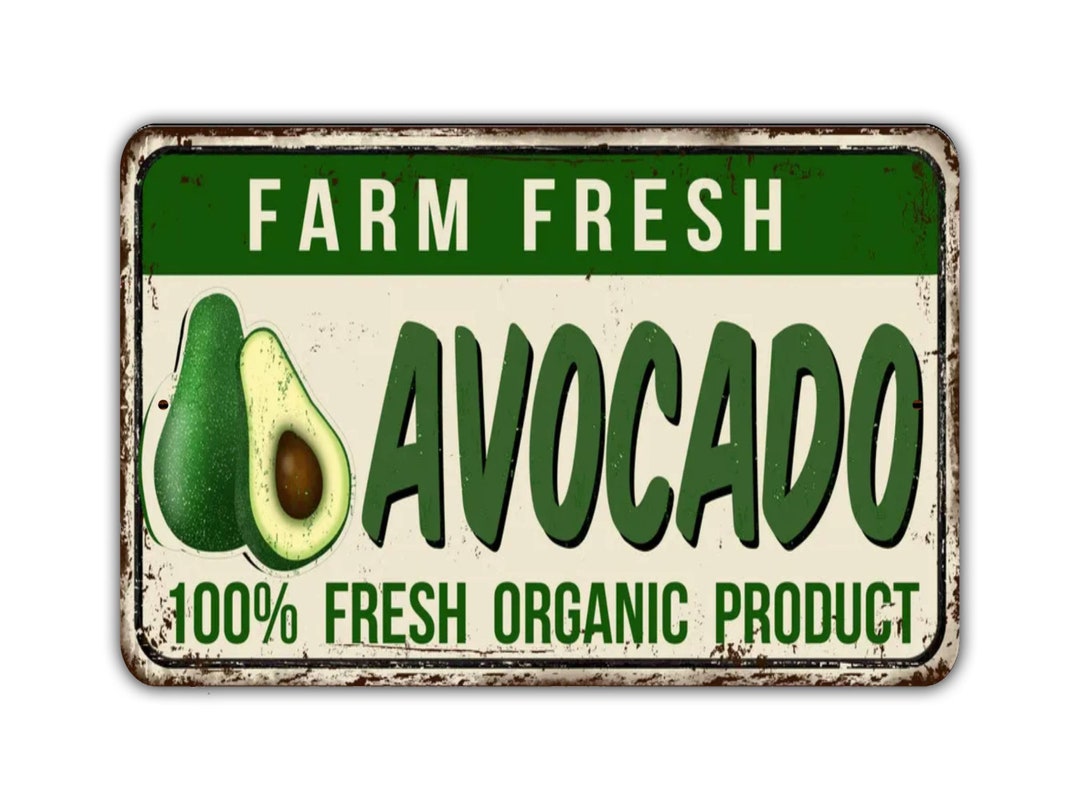 Farm Fresh Avocado Sign Vintage Retro Rustic Patio Home Décor Gift ...