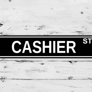 Cashier Street Sign Christmas Day Custom Name Personalized Gift Metal ...