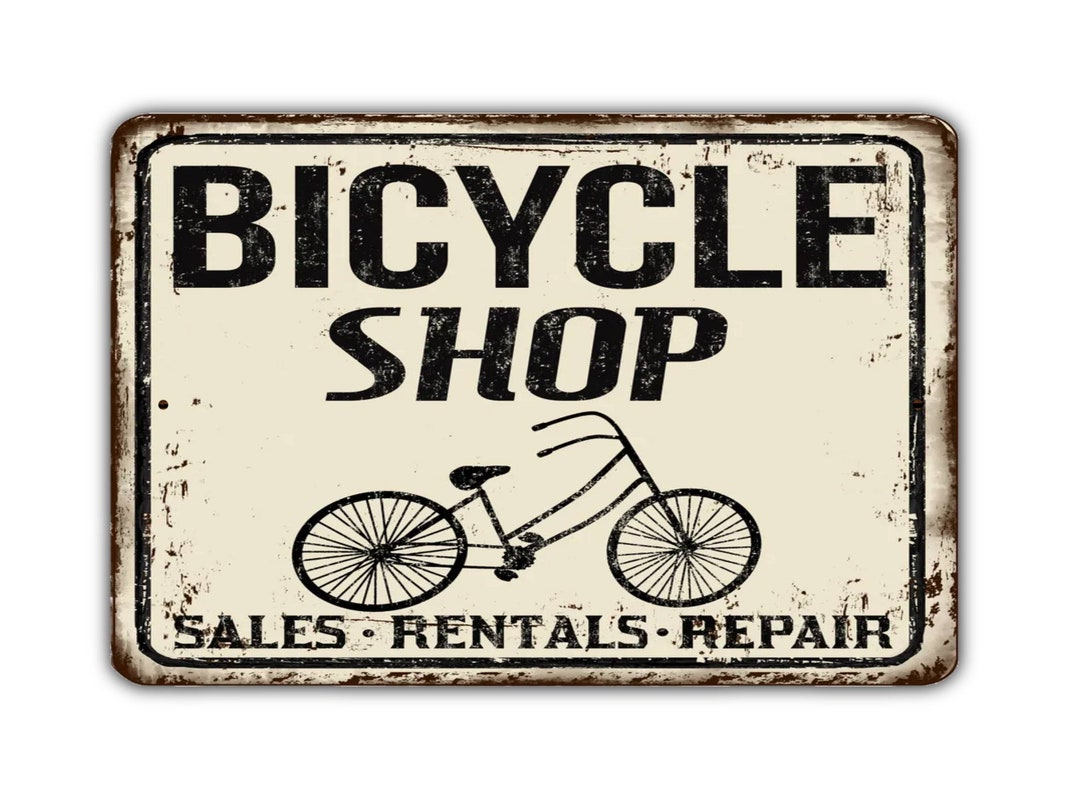 Bicycle Shop Sign Sales Rentals Repairs Vintage Retro Rustic Patio Home ...