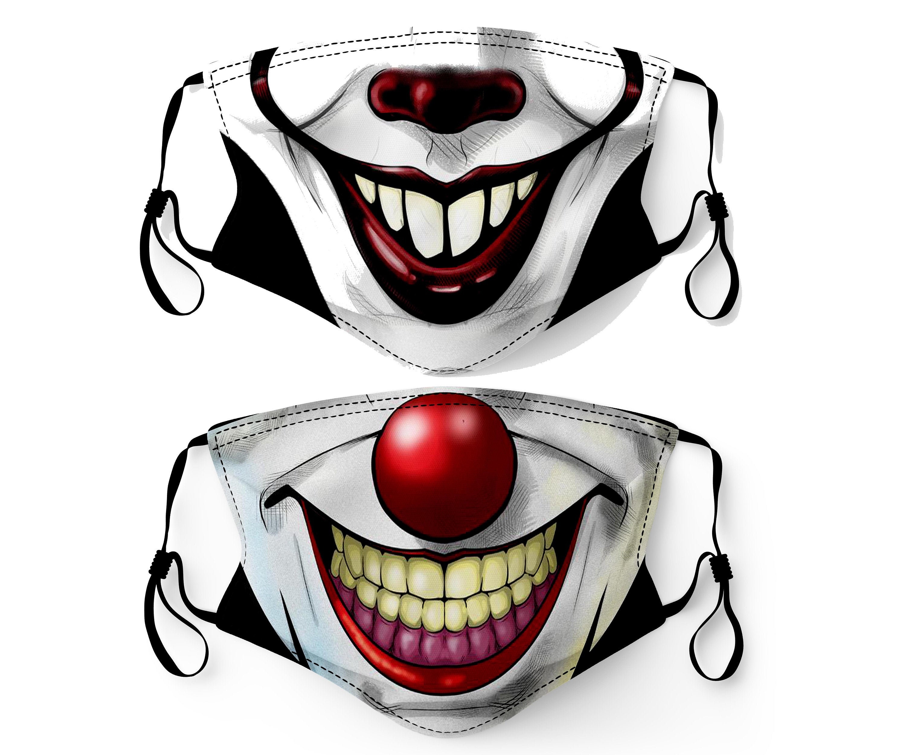 Clown Face Mask Made in USA Adult & Youth Filter Pocket Nose - Etsy