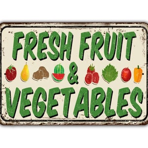 Fresh Fruit and Vegetables Sign Vintage Retro Rustic Patio Home Décor ...