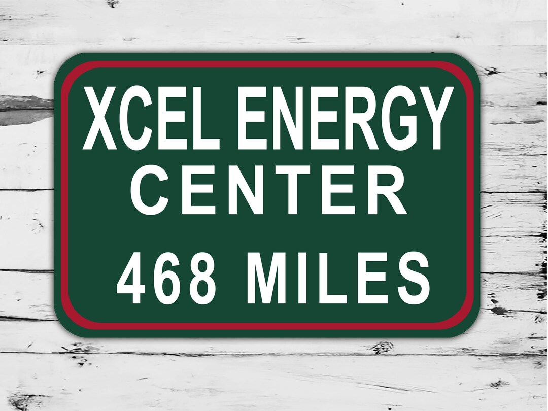 Custom Xcel Energy Center Stadium Sign Minnesota Wild Distance Miles ...