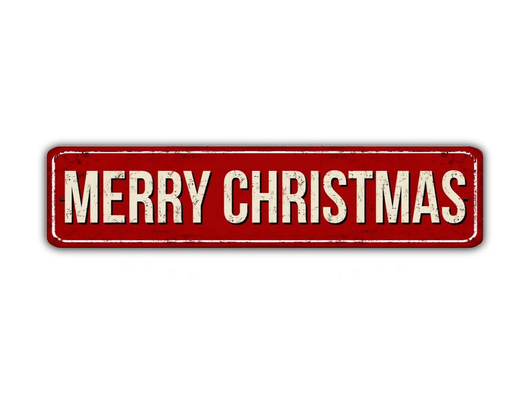 Merry Christmas Street Sign Holiday Santa Vintage Retro Rustic Patio ...