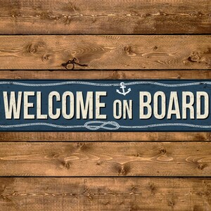 Benvenuto a bordo cartello stradale mare nave da crociera ancora acqua ...
