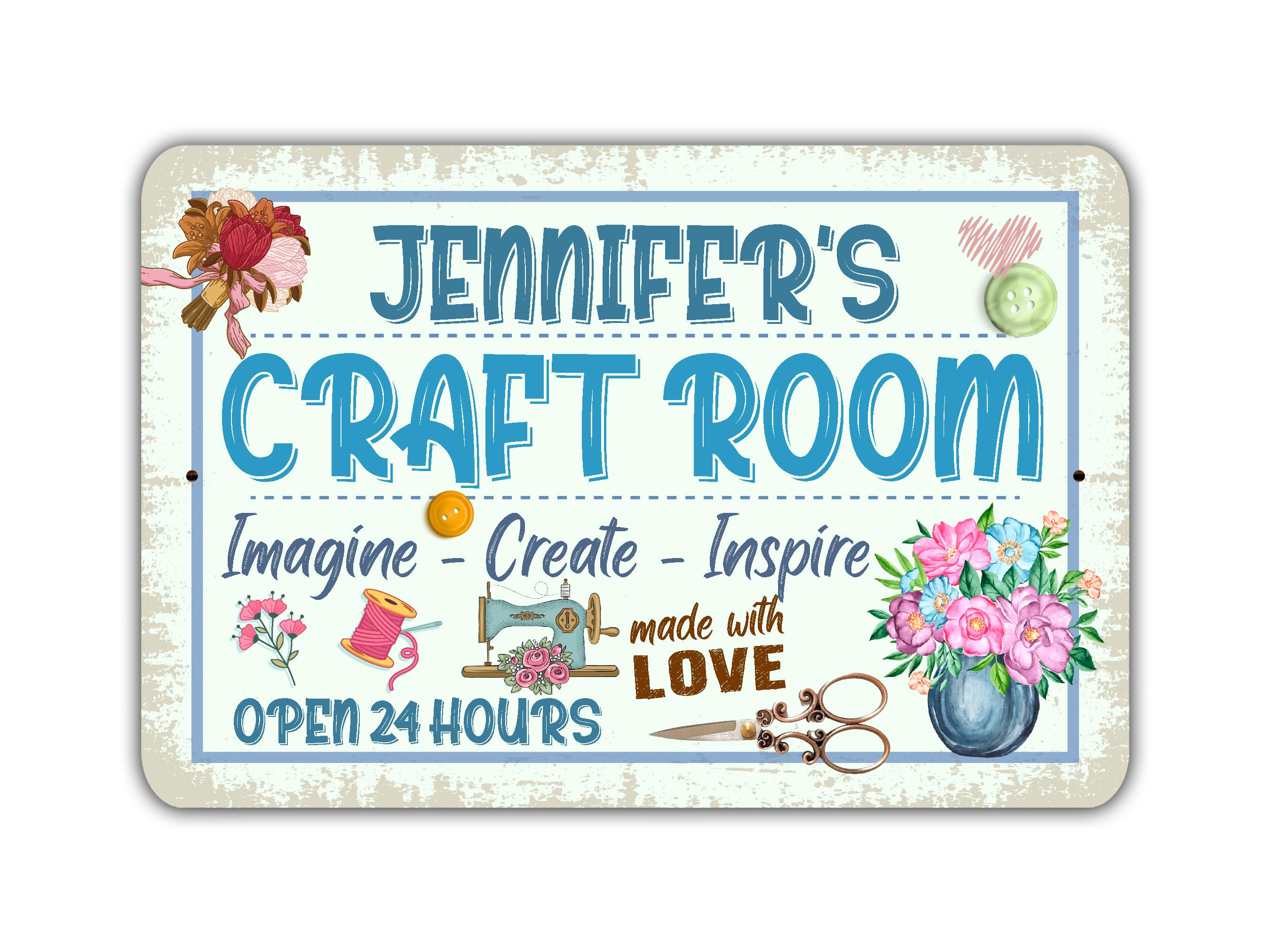 Custom Metal Craft Room Sign Personalized Sewing Grandma Gift Art Woman ...