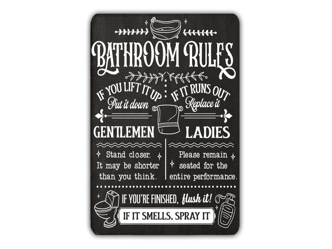 Bathroom Rules Metal Sign Home Décor Gift Metal Print - Etsy