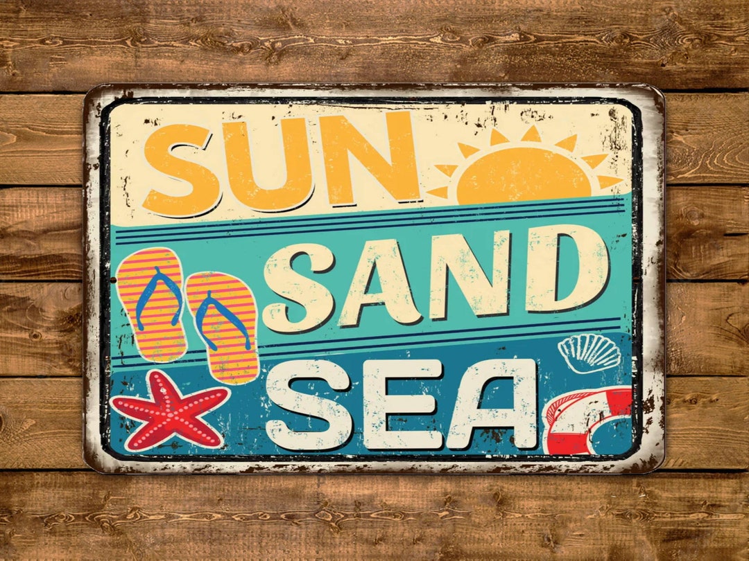 Sun Sand Sea Vintage Style Metal Sign - Etsy