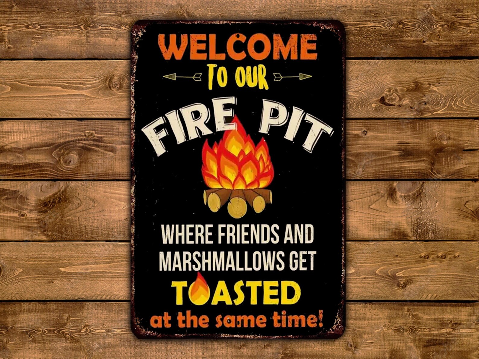 Welcome to Our Fire Pit Metal Sign Vintage Camping Hiking Outdoors ...