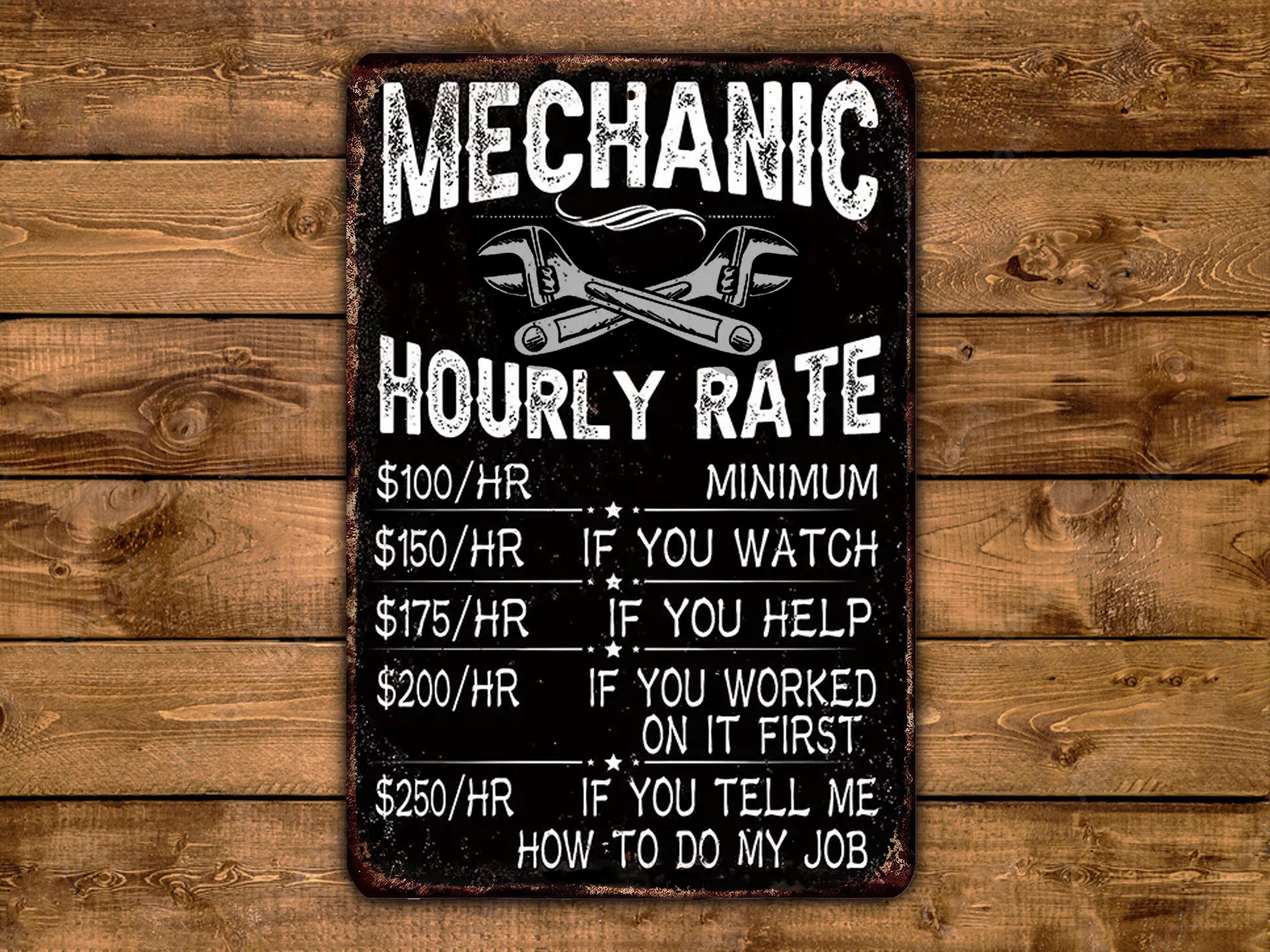 Mechanic Hourly Rate Metal Sign Vintage Retro Rustic Patio Home Décor ...