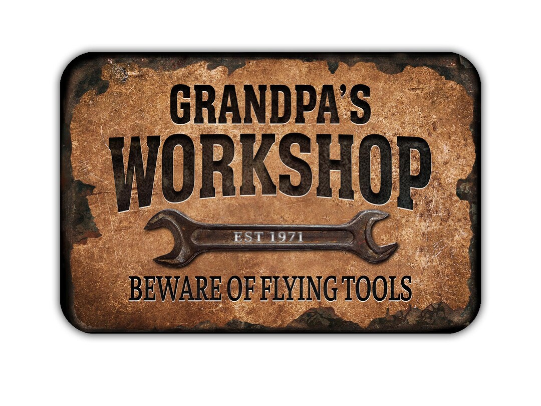 Custom Workshop Metal Sign Dad's Garage Tool Shed Sign - Etsy