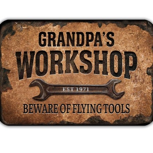 Custom Workshop Metal Sign Dad's Garage Tool Shed Sign - Etsy