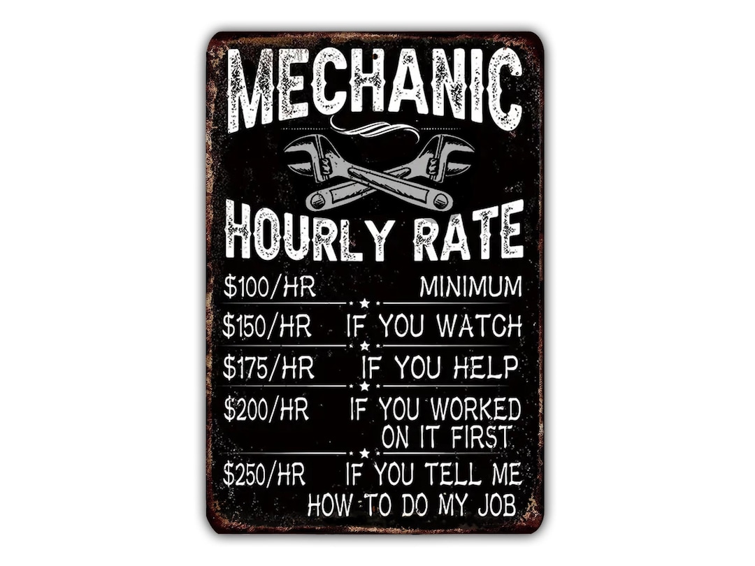 Mechanic Hourly Rate Metal Sign Vintage Retro Rustic Patio Home Décor ...