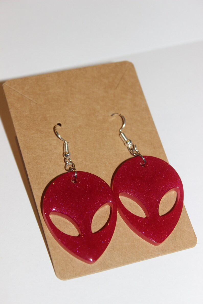 Red Alien Head Earrings - Etsy