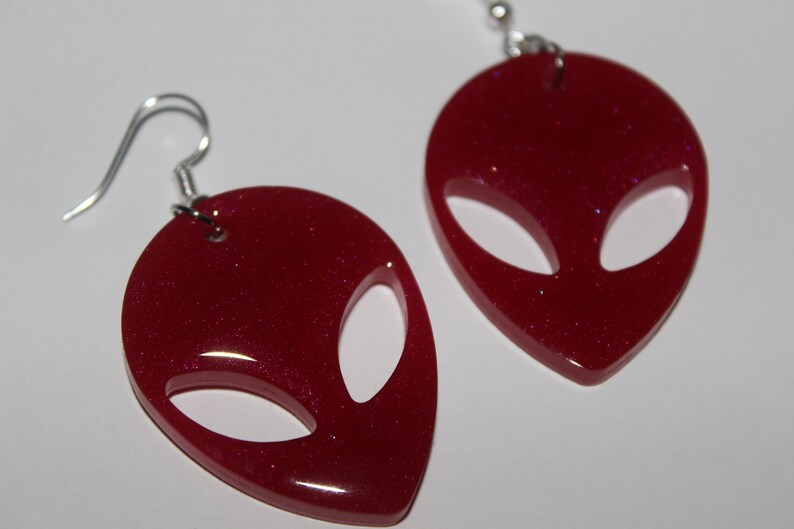 Red Alien Head Earrings - Etsy