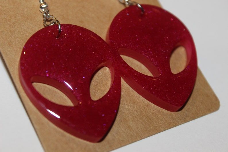 Red Alien Head Earrings - Etsy