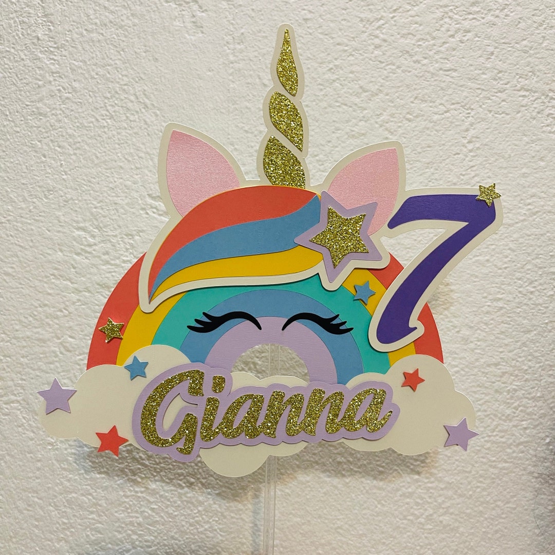 Unicorn Cake Topper, Rainbow Cake Topper, Unicorn Rainbow Birthday ...