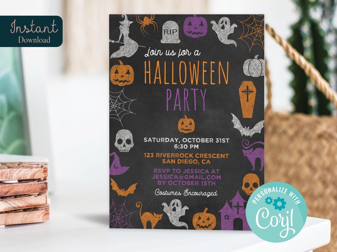 Editable Halloween Party Invitation Costume Party Haunted - Etsy