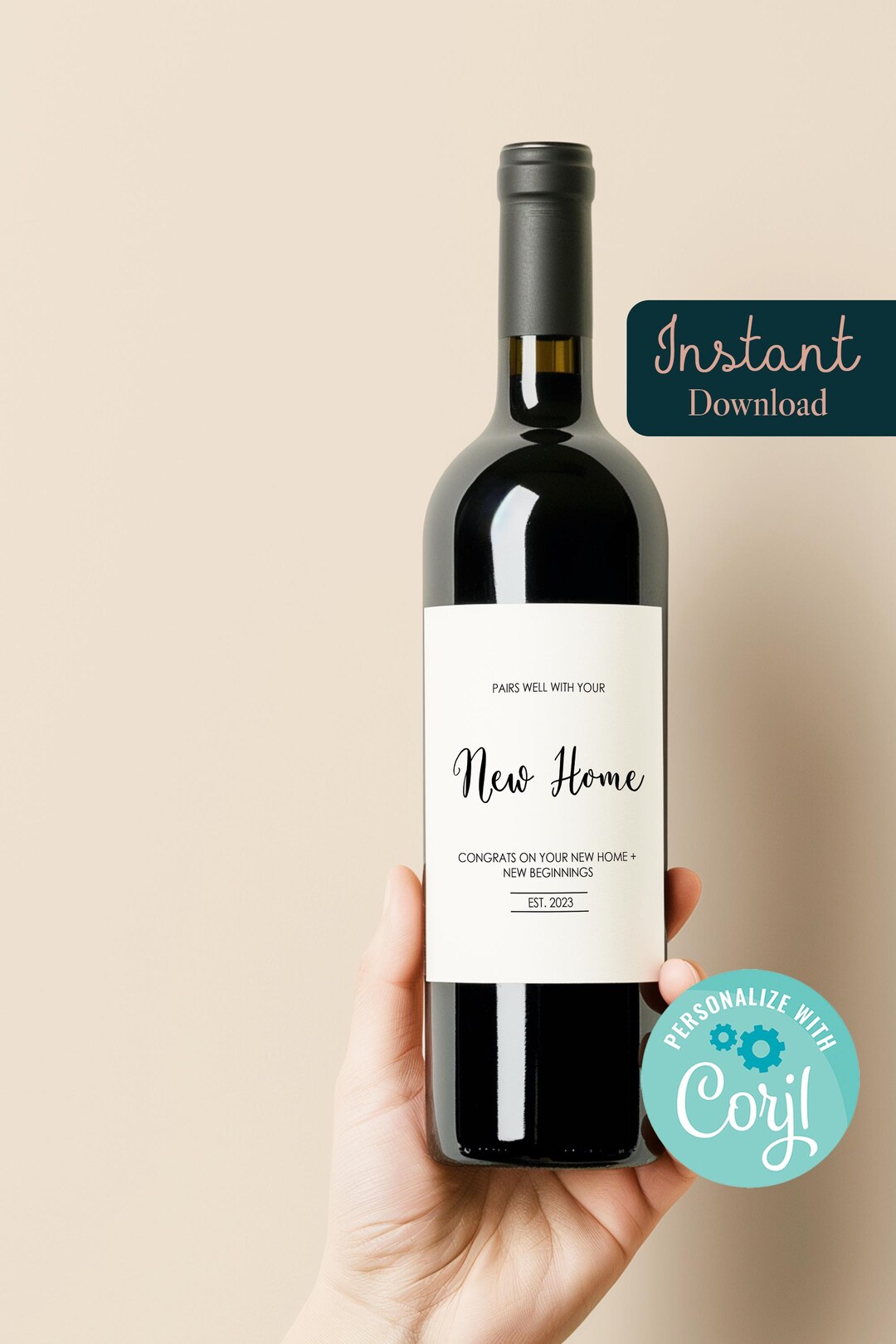 Editable Wine Bottle Label, Custom Personalized Wine Label New Home ...