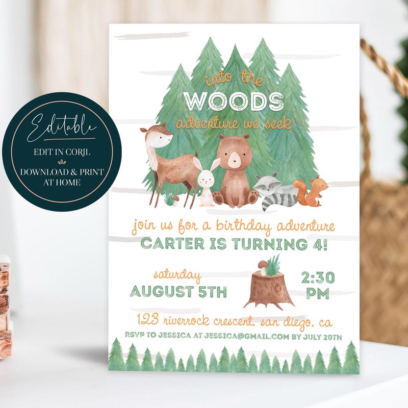 Woodland Invitation - Etsy