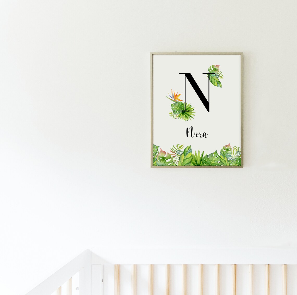 Letter N Custom Name Sign Printable Tropical Plants Baby or - Etsy