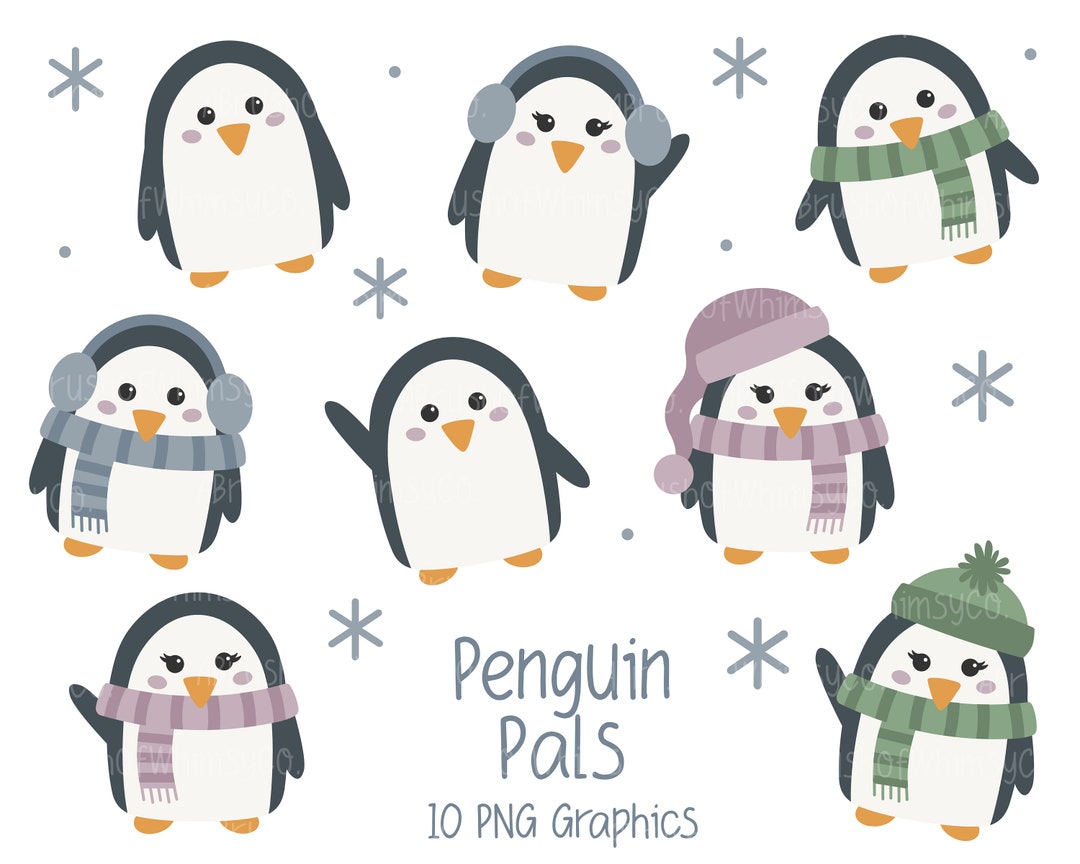 Penguin Pals PNG Clip Art Set 10 Illustrations / Winter Arctic ...