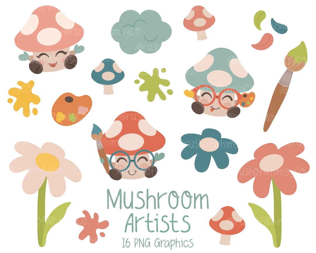Mushroom Artists PNG Clip Art Set 16 Illustrations / Art - Etsy Australia