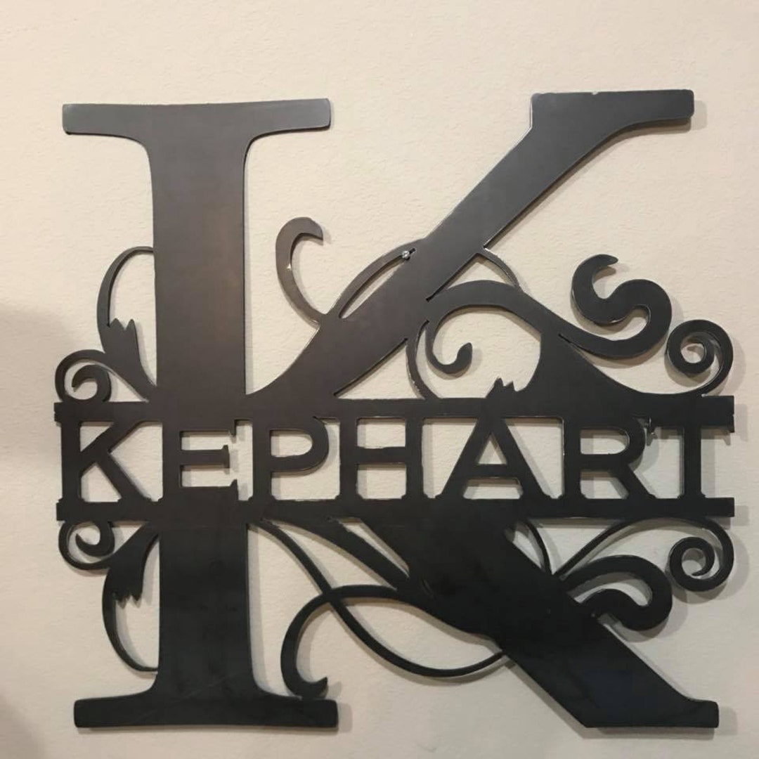Split Monogram Metal Art - Etsy