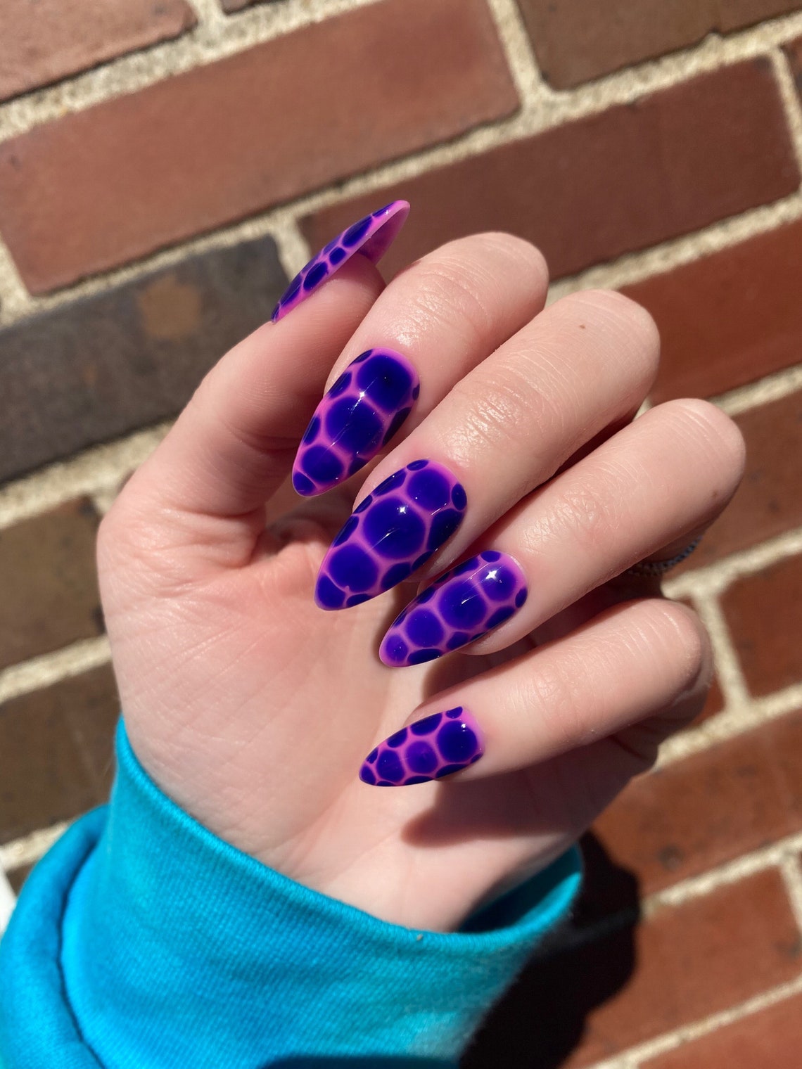 SERPENT Vivid Snake Skin Patterned Press On Nails Glue On | Etsy