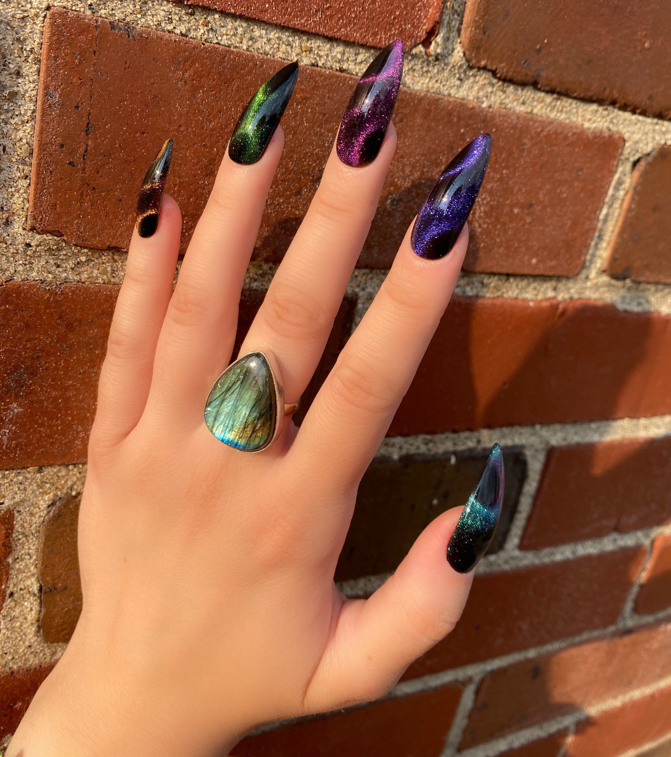 ECLIPSE Color Shifting Cats Eye Press on Nails Fake Nails - Etsy