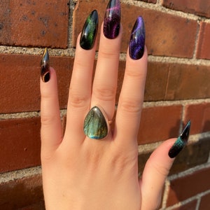 ECLIPSE - Color Shifting Cats Eye Press on Nails - Fake Nails -dark ...