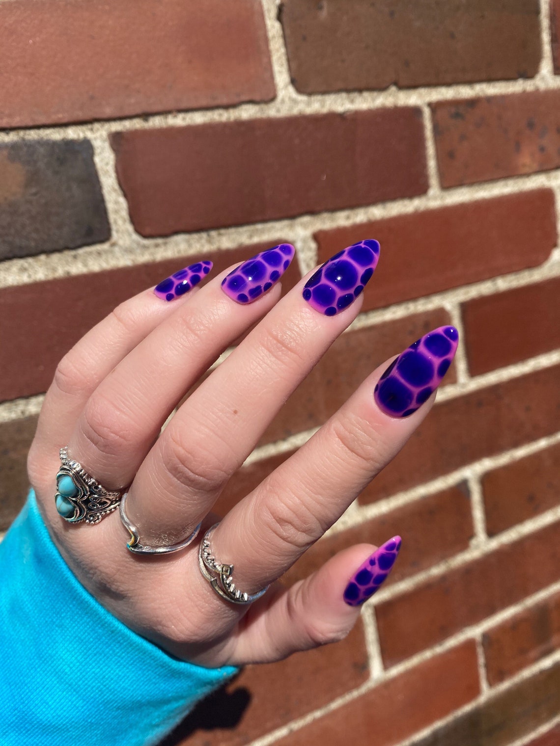 SERPENT Vivid Snake Skin Patterned Press On Nails Glue On | Etsy