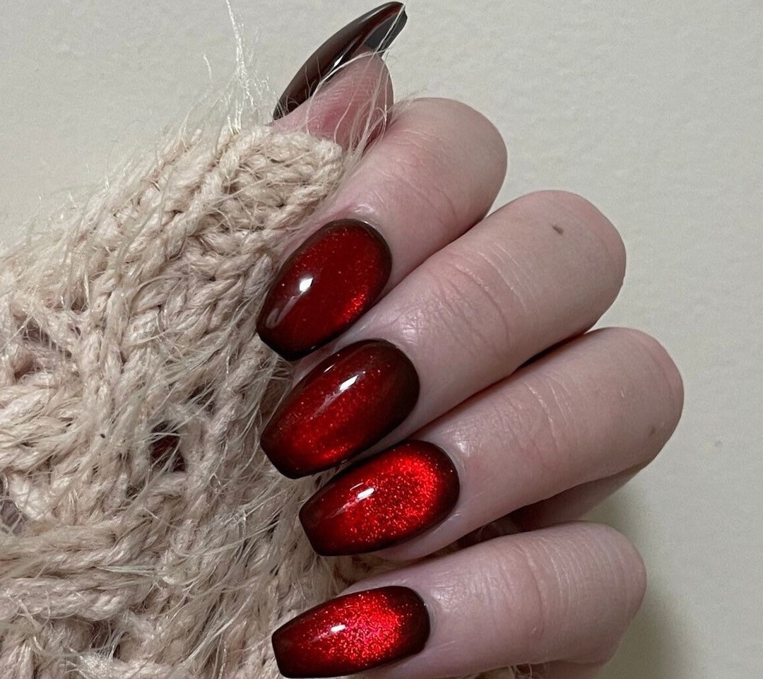 VAMP | Dark Red Press on Nails | Luscious Red Velvet Press on Nails ...