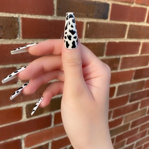 BESSIE Cow Print Press on Nails Animal Print Nails - Etsy