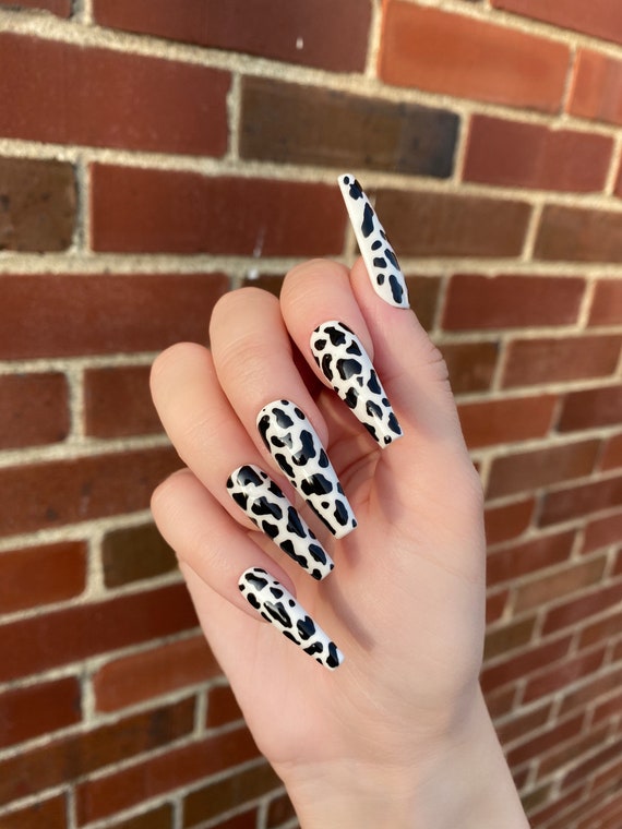 BESSIE Cow Print Press on Nails Animal Print Nails - Etsy