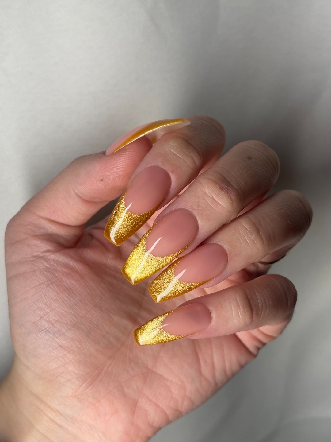 GILDED | Gold Velvet French Tip Press on Nails | French Tip Nails ...