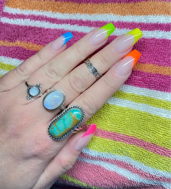 Neon Colored French Tip Nails