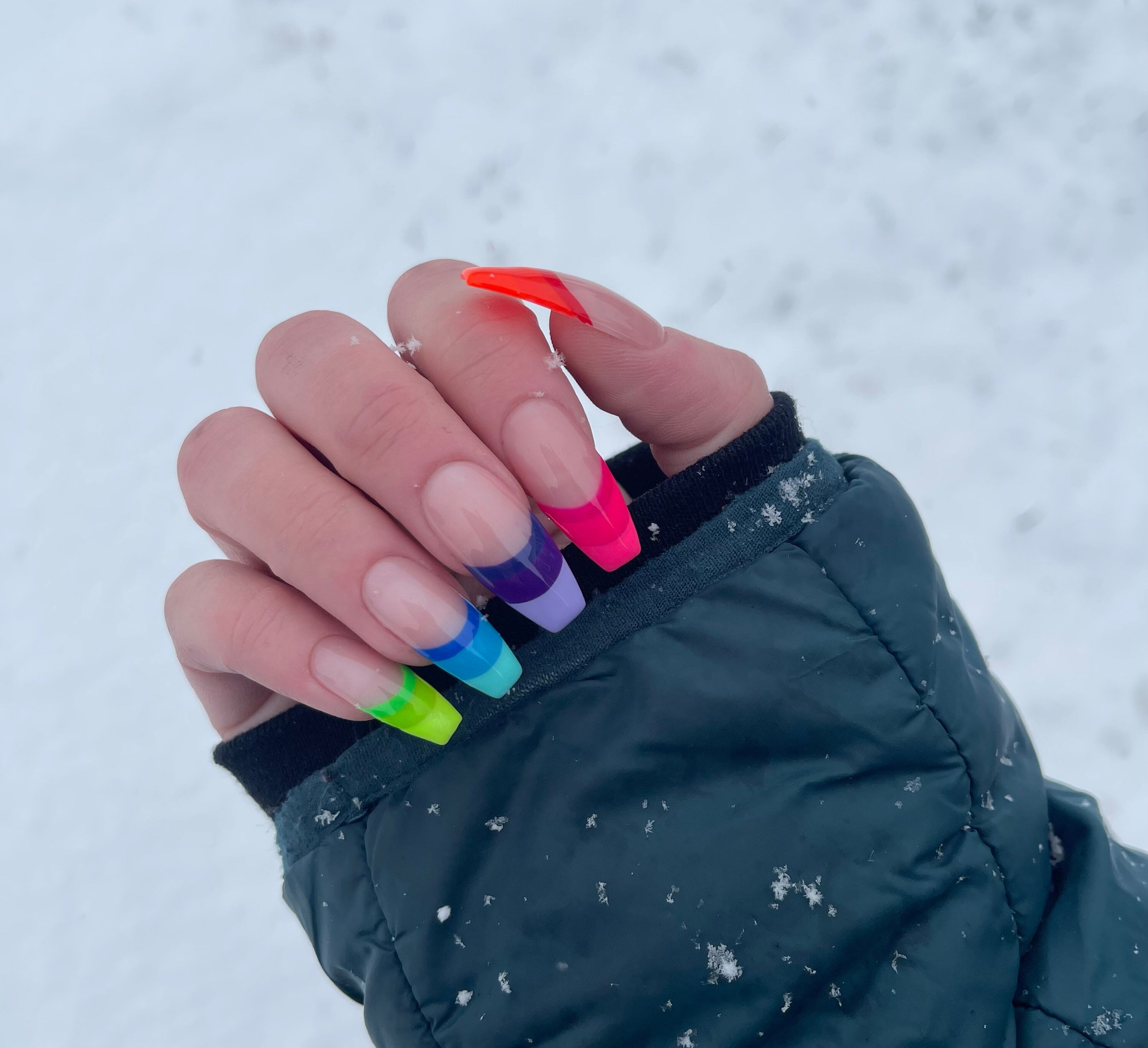 CHROMATIC Gradient Rainbow French Tip Press on Nails - Etsy