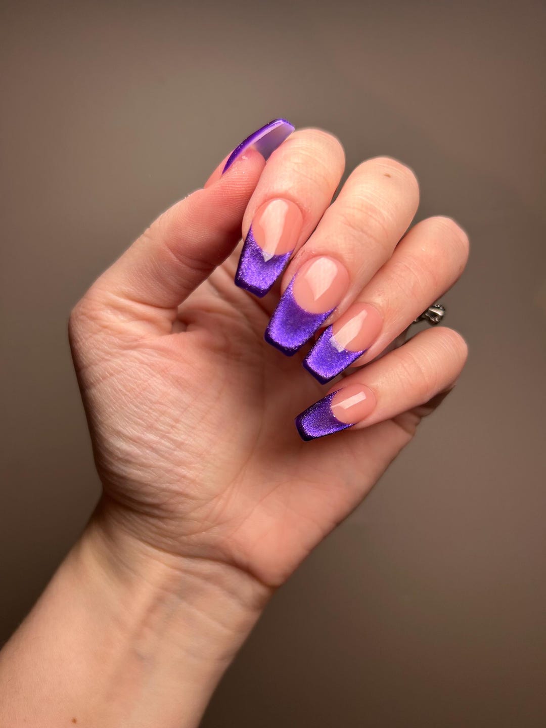MYSTERY | Violet Velvet French Tip Press on Nails | Witchy Nails | Pale ...