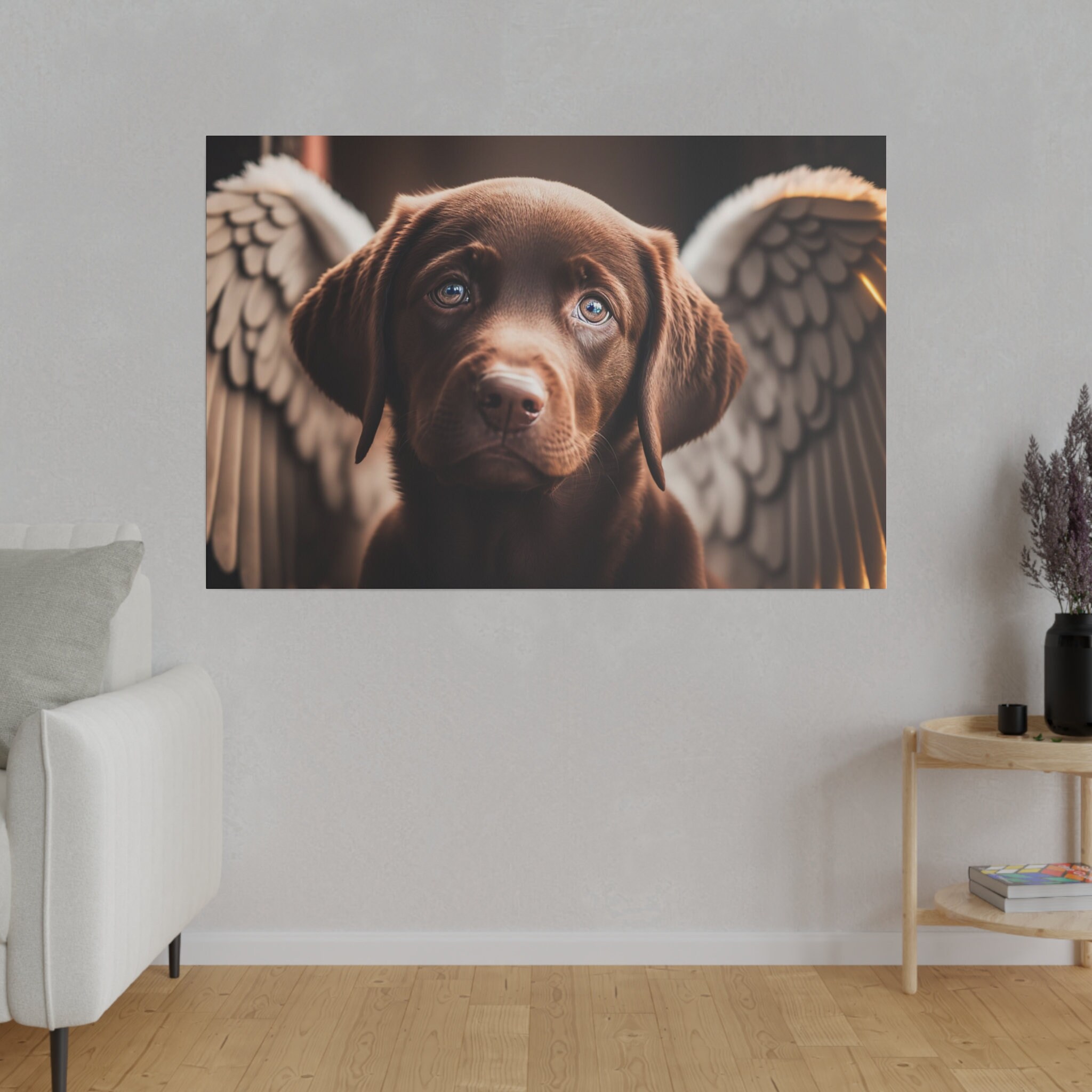 Chocolate Lab Angel Digital Art Matte Canvas, Stretched, 0.75, Frenchie ...