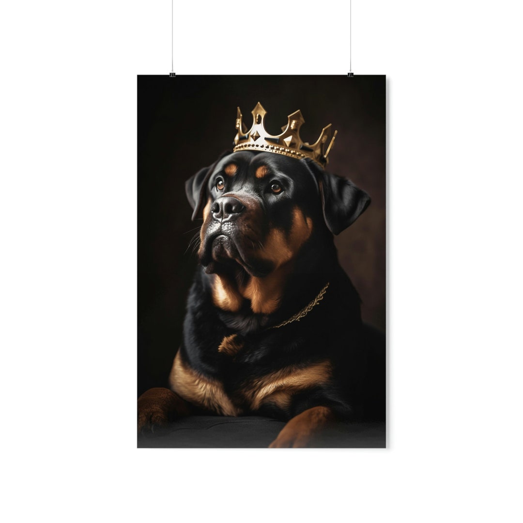 Rottweiler Royal Portrait Premium Matte Vertical AI Poster,pet Portrait ...