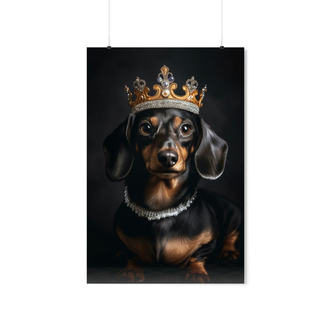 Dachshund Royal Portrait Premium Matte Vertical AI Poster, Pet Portrait ...
