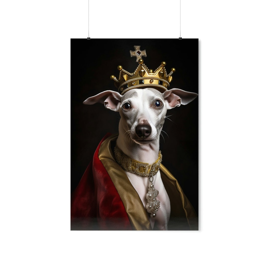 Italian Greyhound Royal Portrait Premium Matte Vertical AI Poster, Pet ...