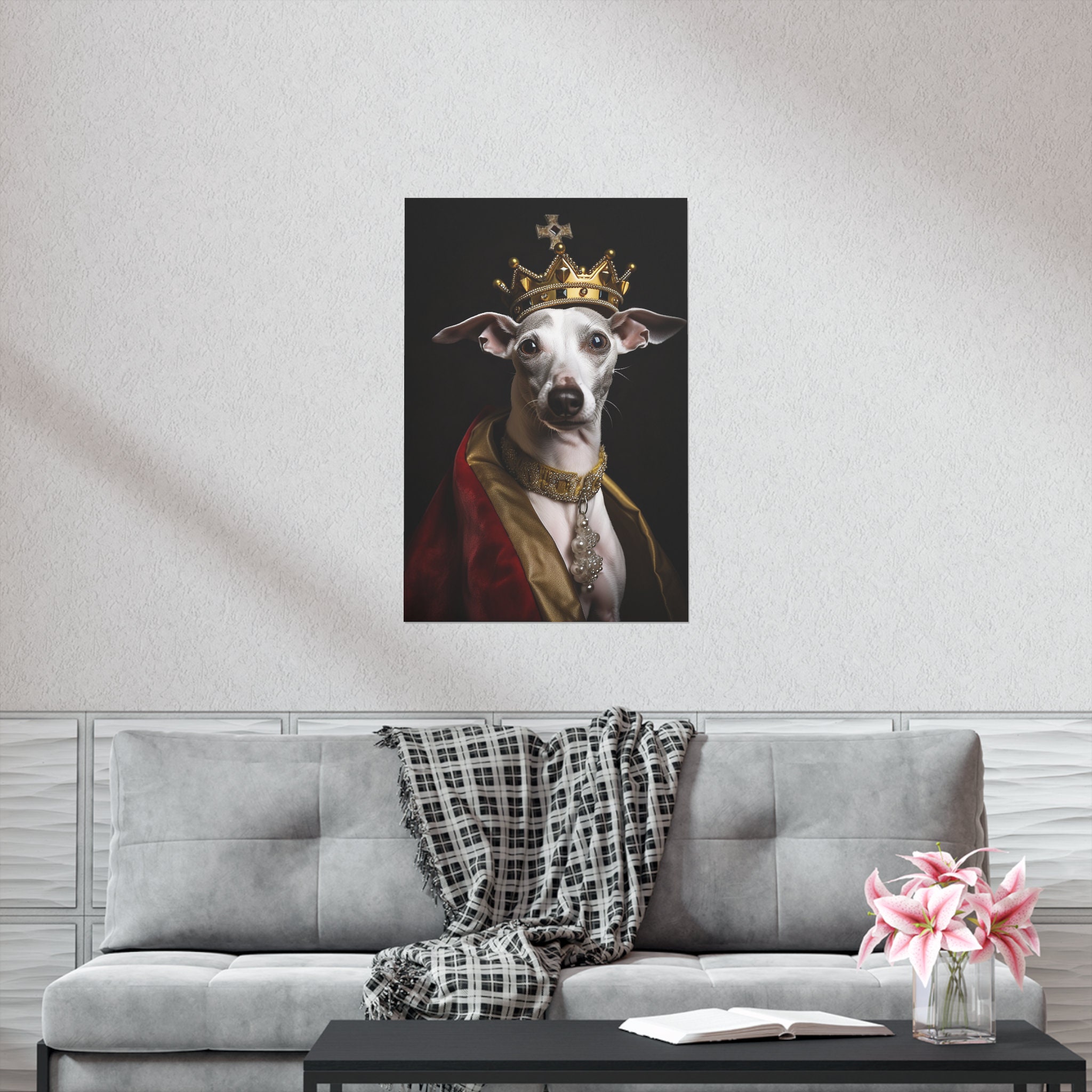 Italian Greyhound Royal Portrait Premium Matte Vertical AI Poster, Pet ...