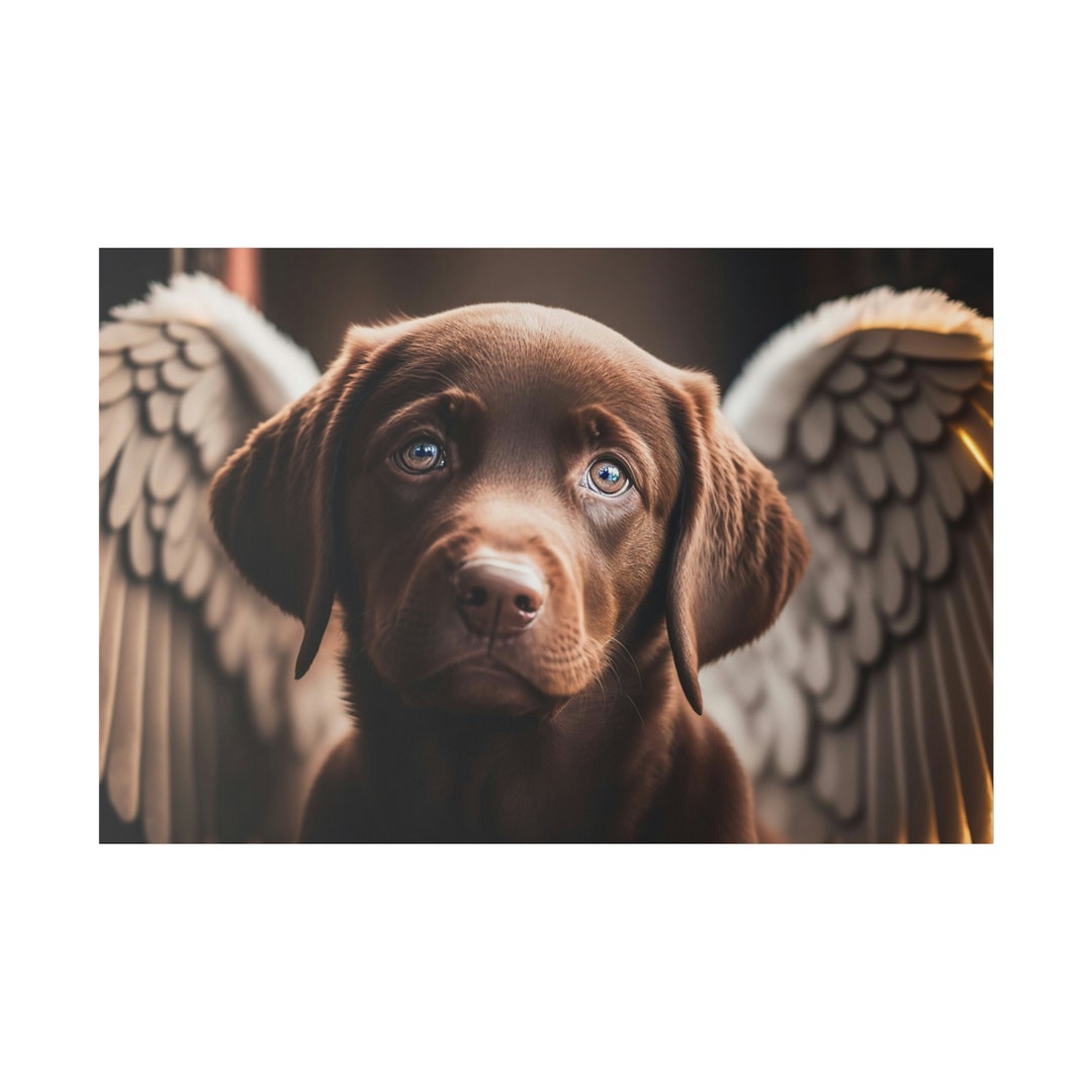 Chocolate Lab Angel Digital Art Matte Canvas Stretched - Etsy