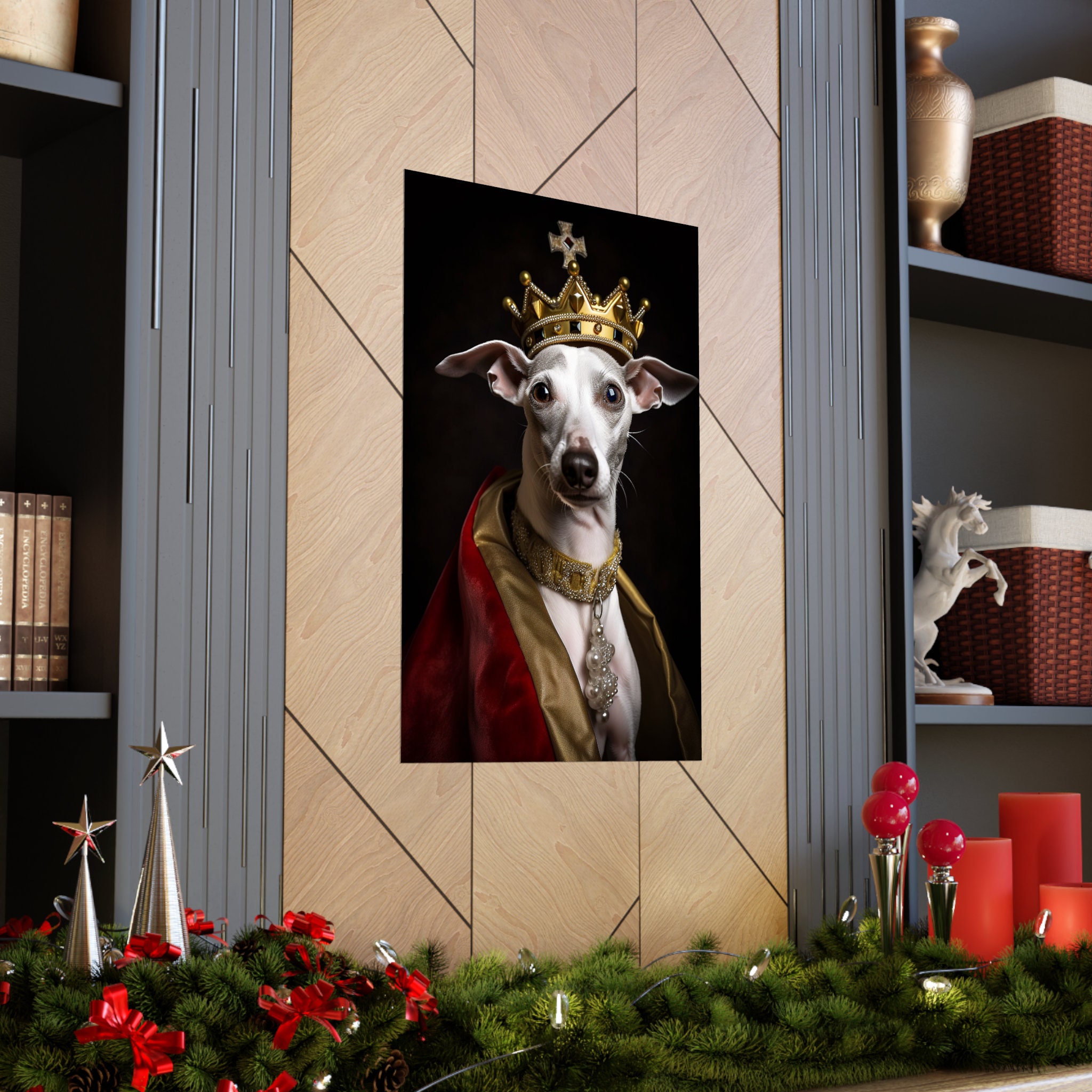 Italian Greyhound Royal Portrait Premium Matte Vertical AI Poster, Pet ...